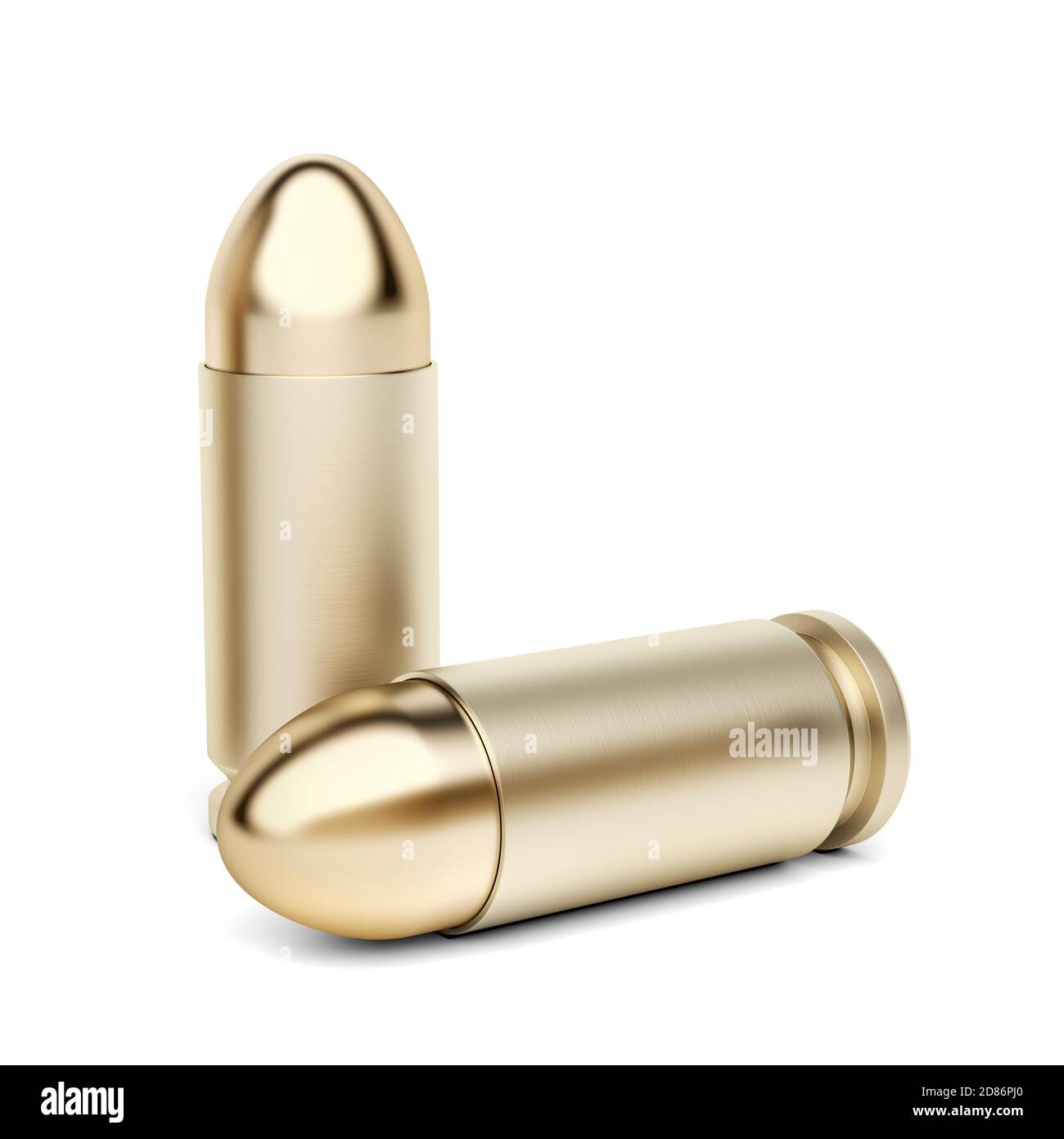 Handgun bullets on white background Stock Photo - Alamy