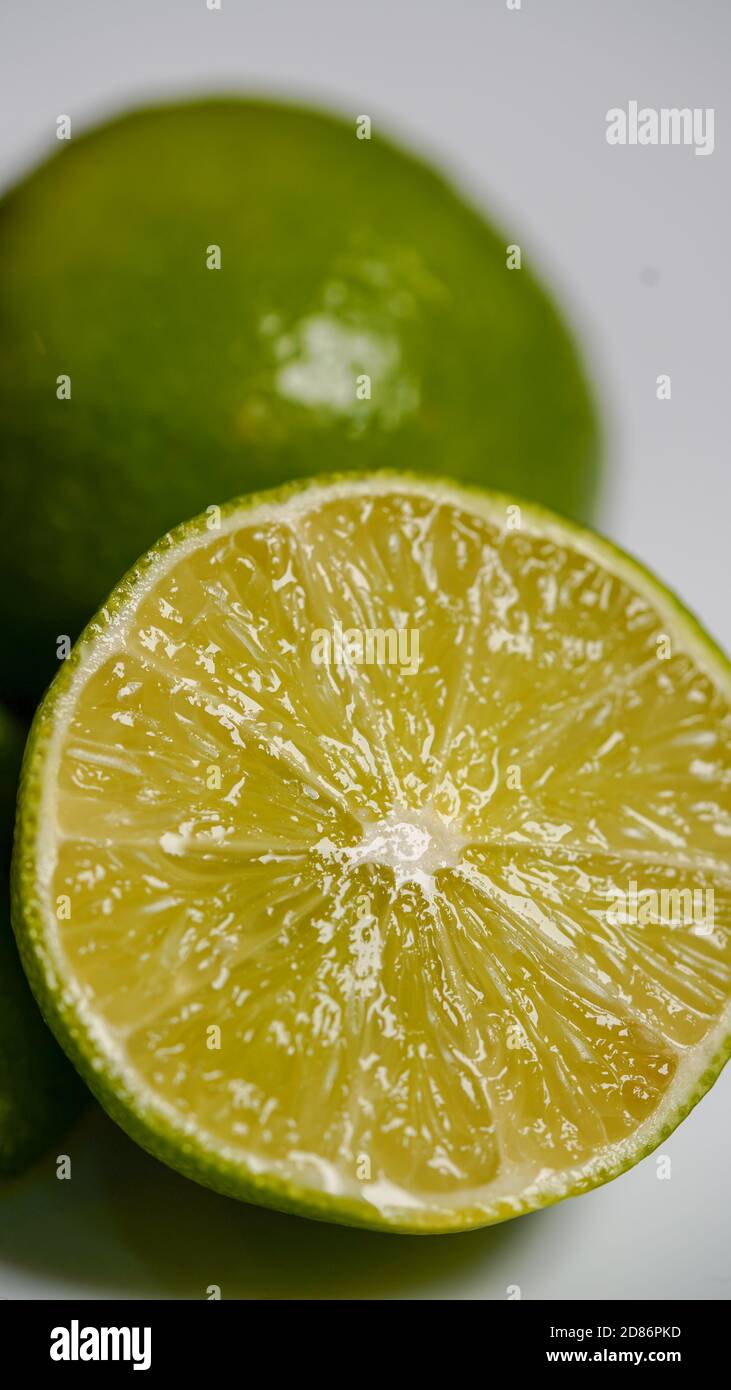 Lime pulp macro half Stock Photo - Alamy