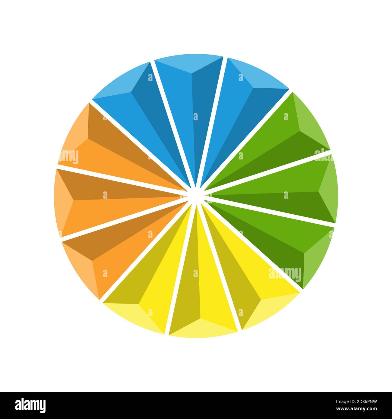 circle is divided into twelve colored sectors. Vector illustration ...
