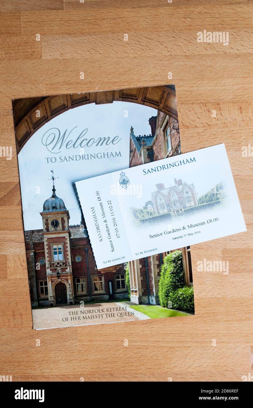 Guidebook & entry ticket to the gardens and museum of Sandringham House ...