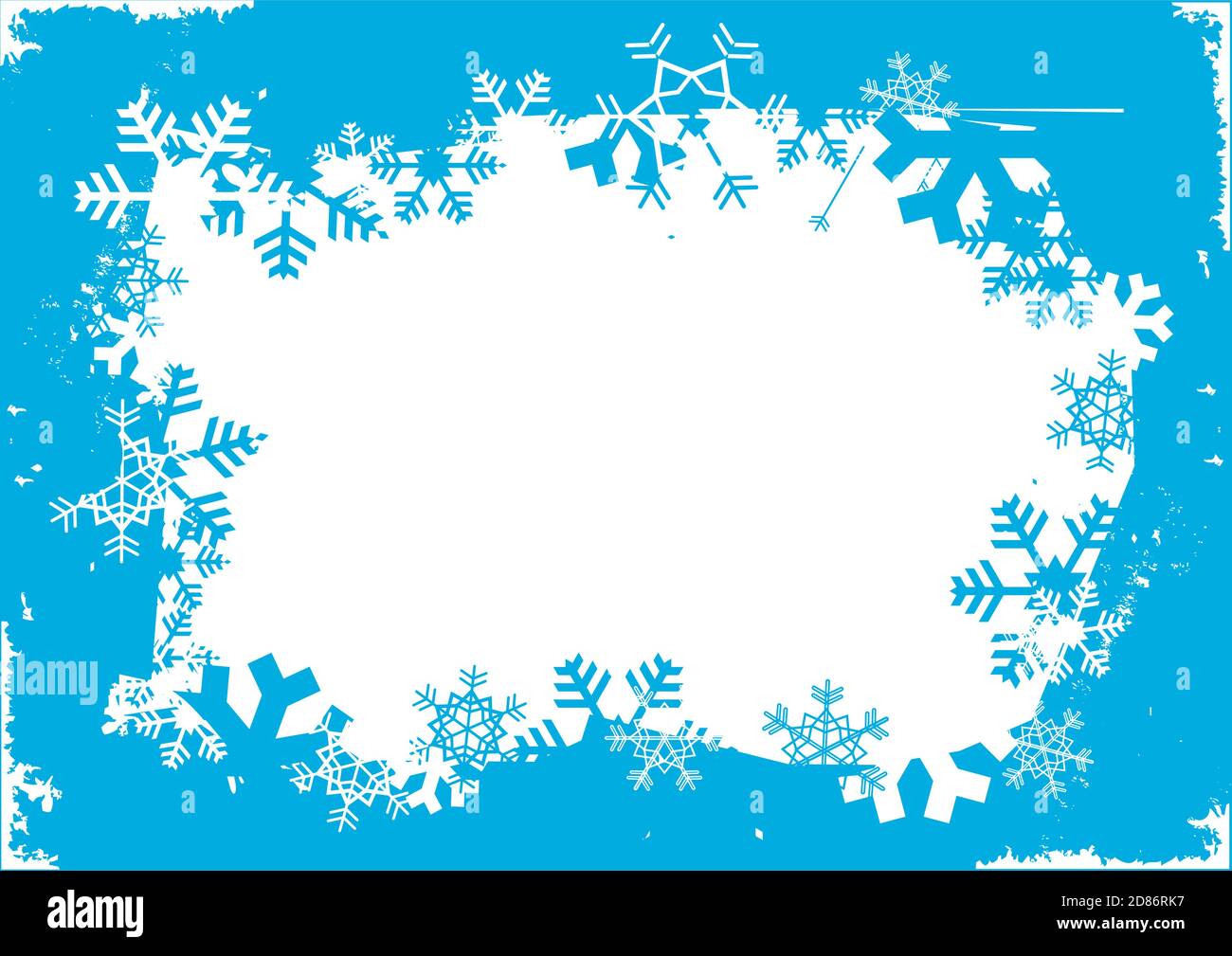 Christmas snowflakes grunge frame. Illustration of blue winter ...