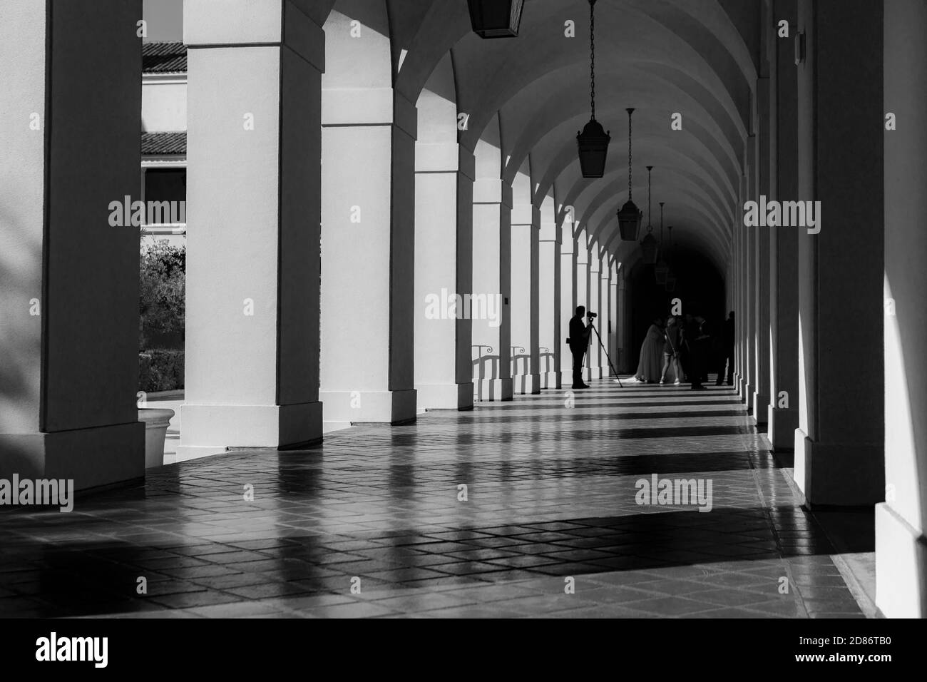 Architectural feature in portico of Pasadena City Hall in Mediterranean ...