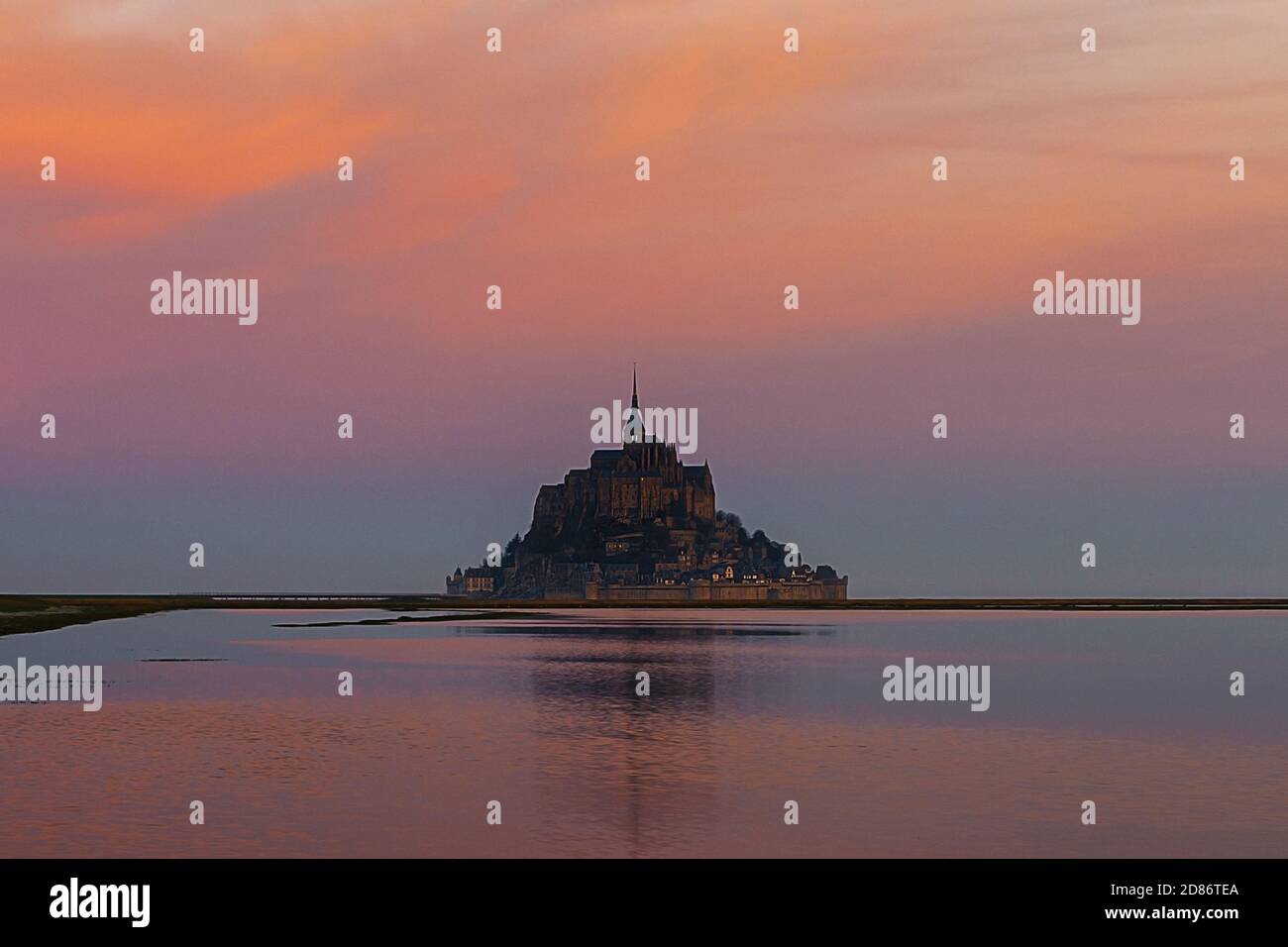 mount st michael at sunrise, normandy-france Stock Photo - Alamy