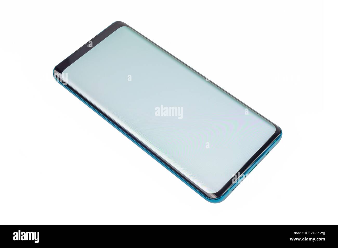 Generic green 2020 year smartphone with curved screen and teardrop ...