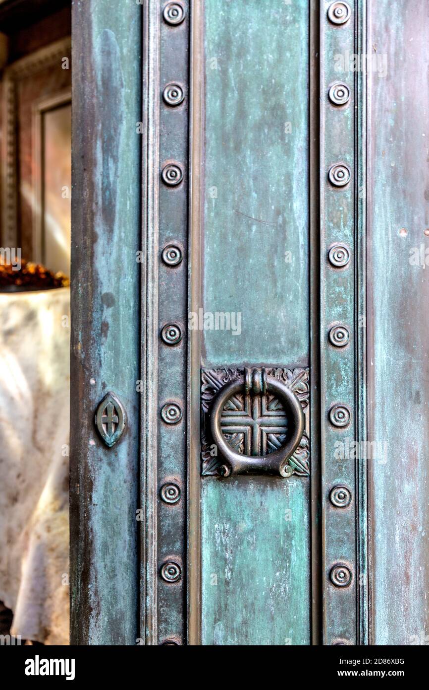 Door of a mausoleum at the Greek Necropolis in West Norwood Cemetery ...