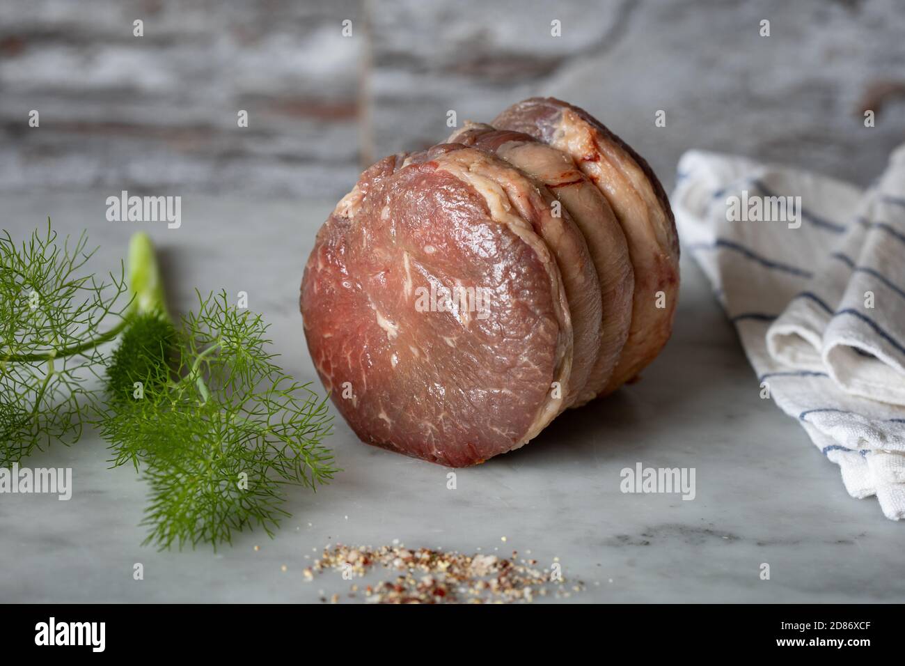 Raw meet in butchers shop Stock Photo - Alamy