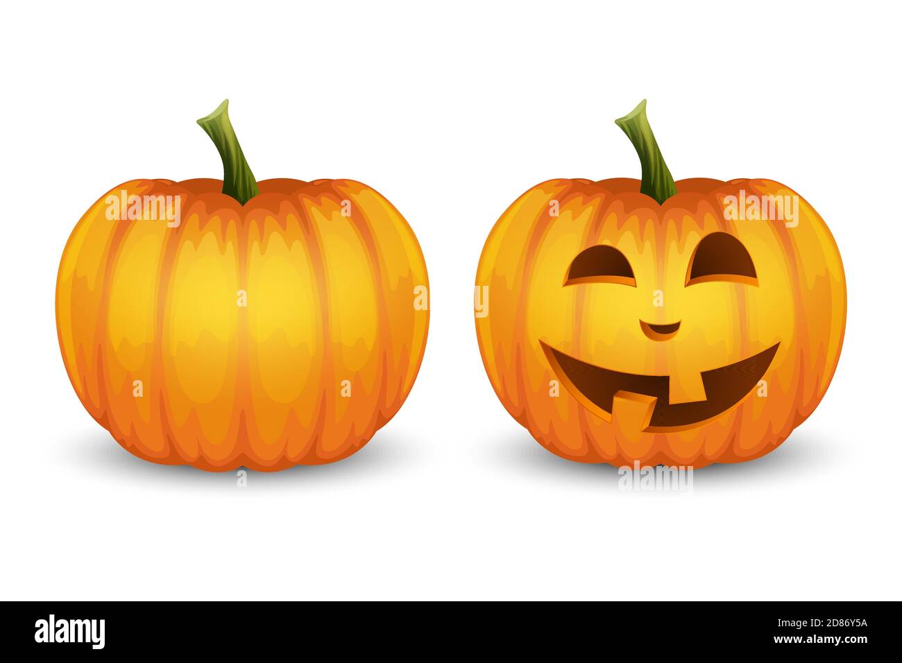 Vector Cartoon Halloween Pumkin Lantern. Funny Face and Blank. Set ...