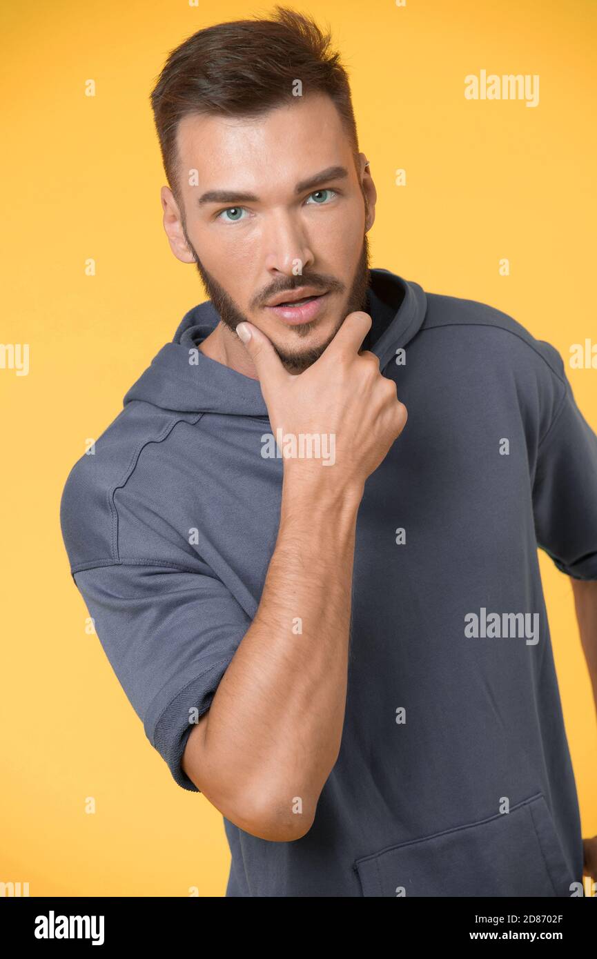 Grooming concept man touch hi-res stock photography and images - Alamy