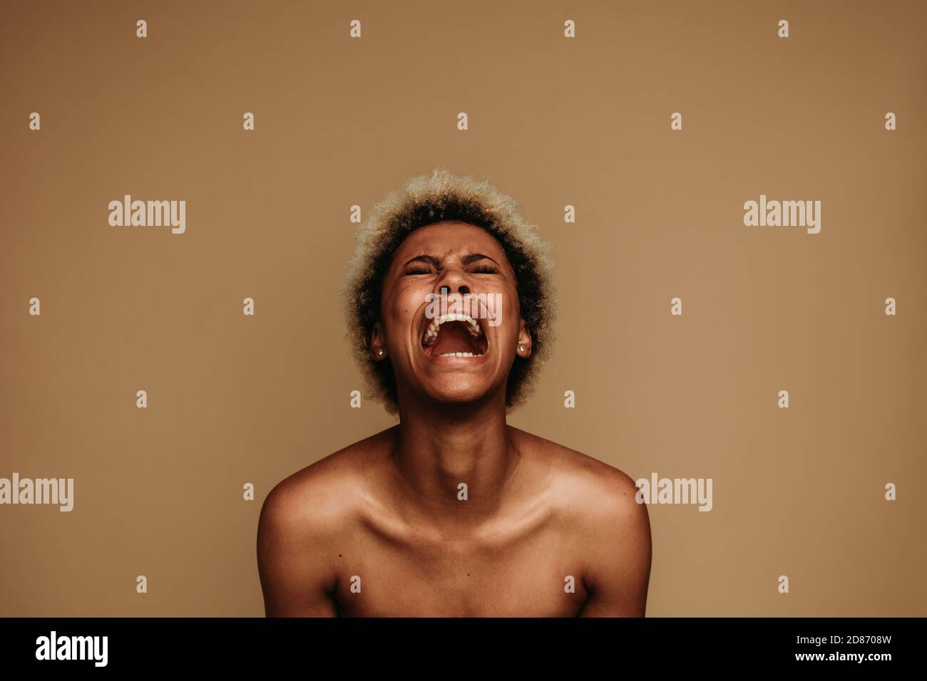 Close up of african american woman crying. Woman in deep pain crying ...