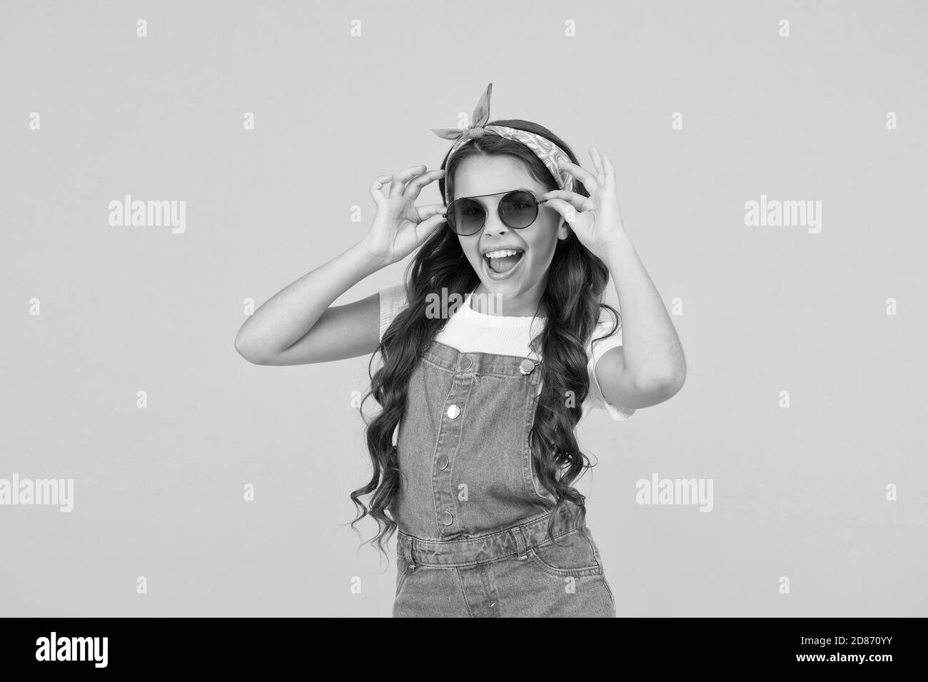 Enjoying new great day. happy childrens day. cheerful vintage girl on ...