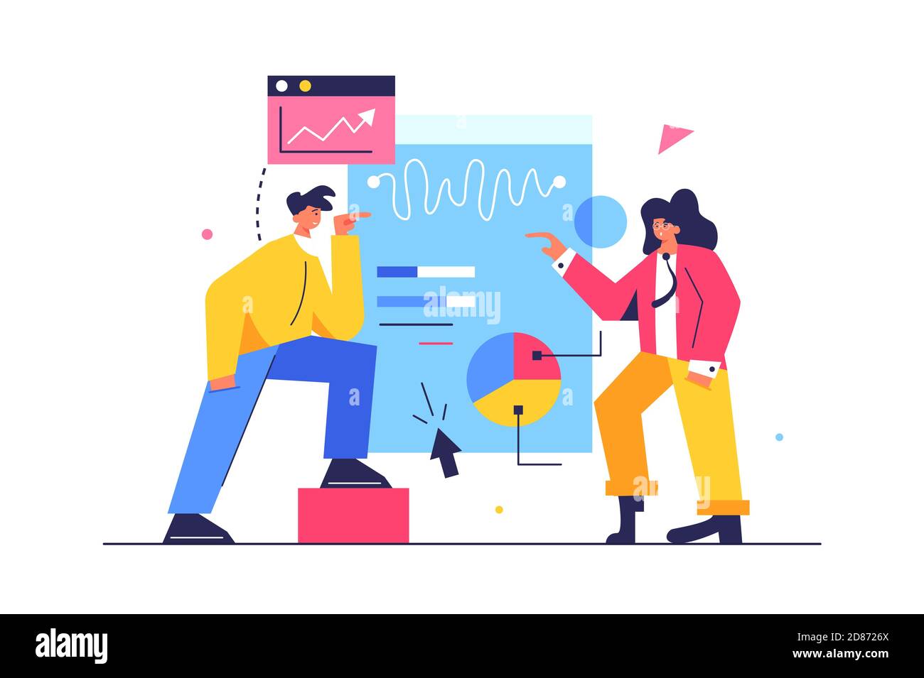 Concept, guy and girl perform data analysis Stock Vector Image & Art ...