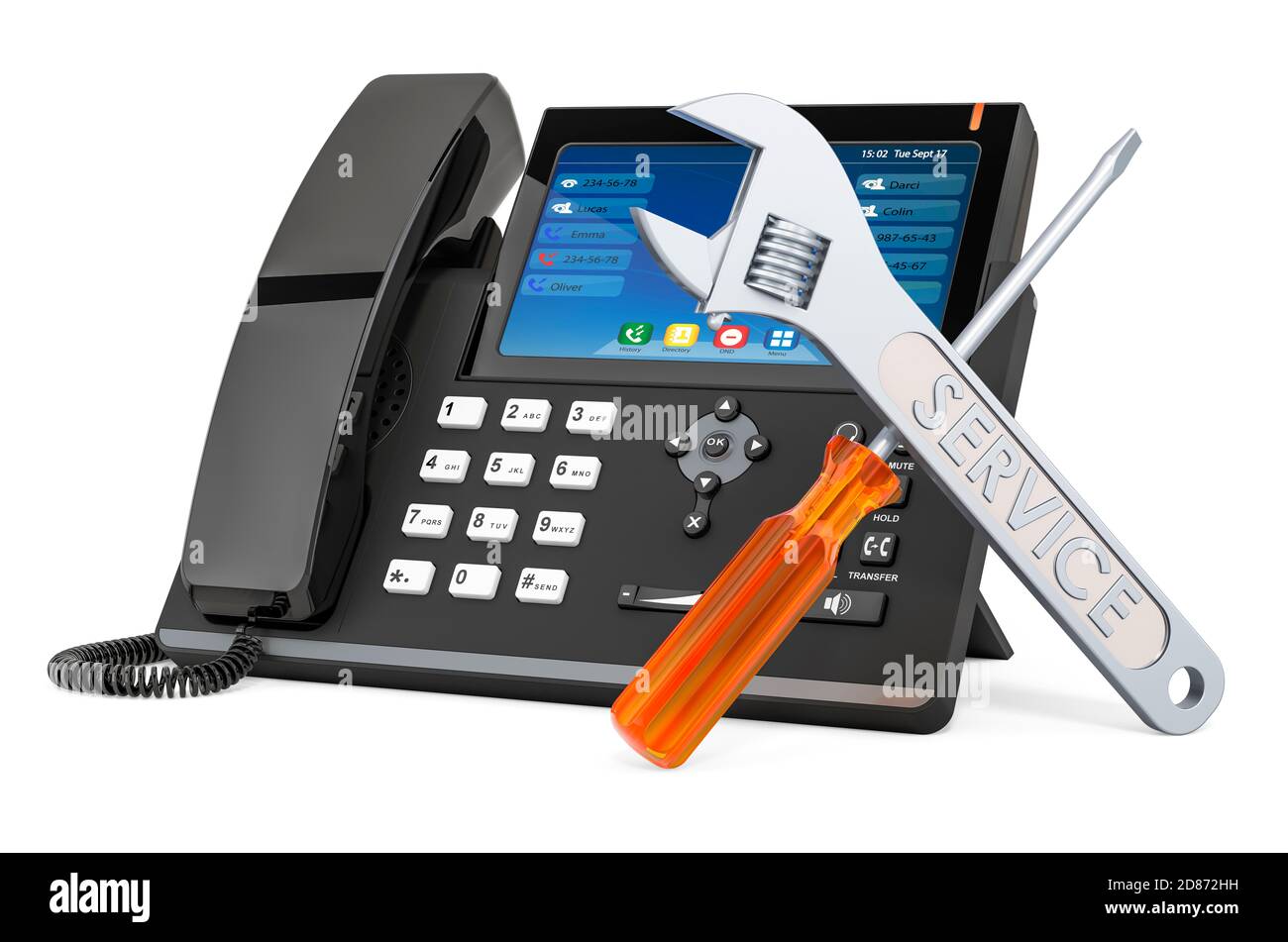 Repair and service of IP phone, 3D rendering isolated on white ...