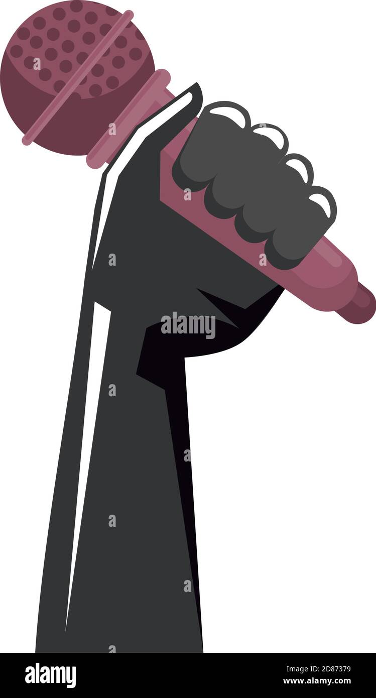 hand with microphone pop art style icon vector illustration design ...