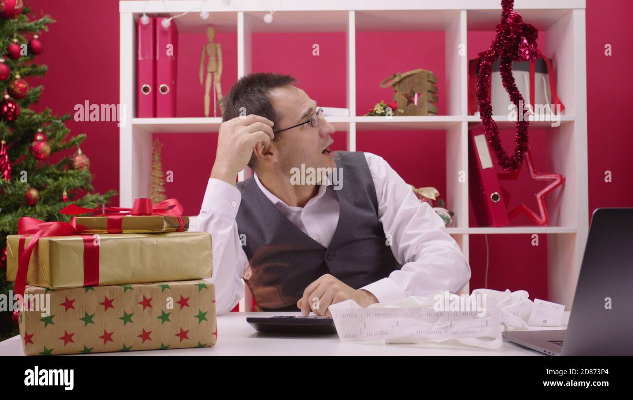 Christmas suicides ironic concept man desperately looks at hangmans ...