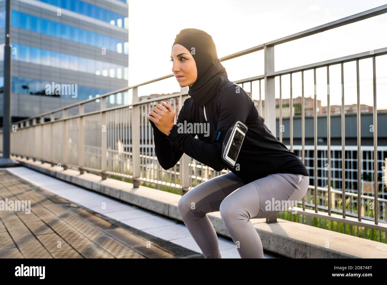 Muslim sportive girl with fit body training outside - Beautiful woman ...