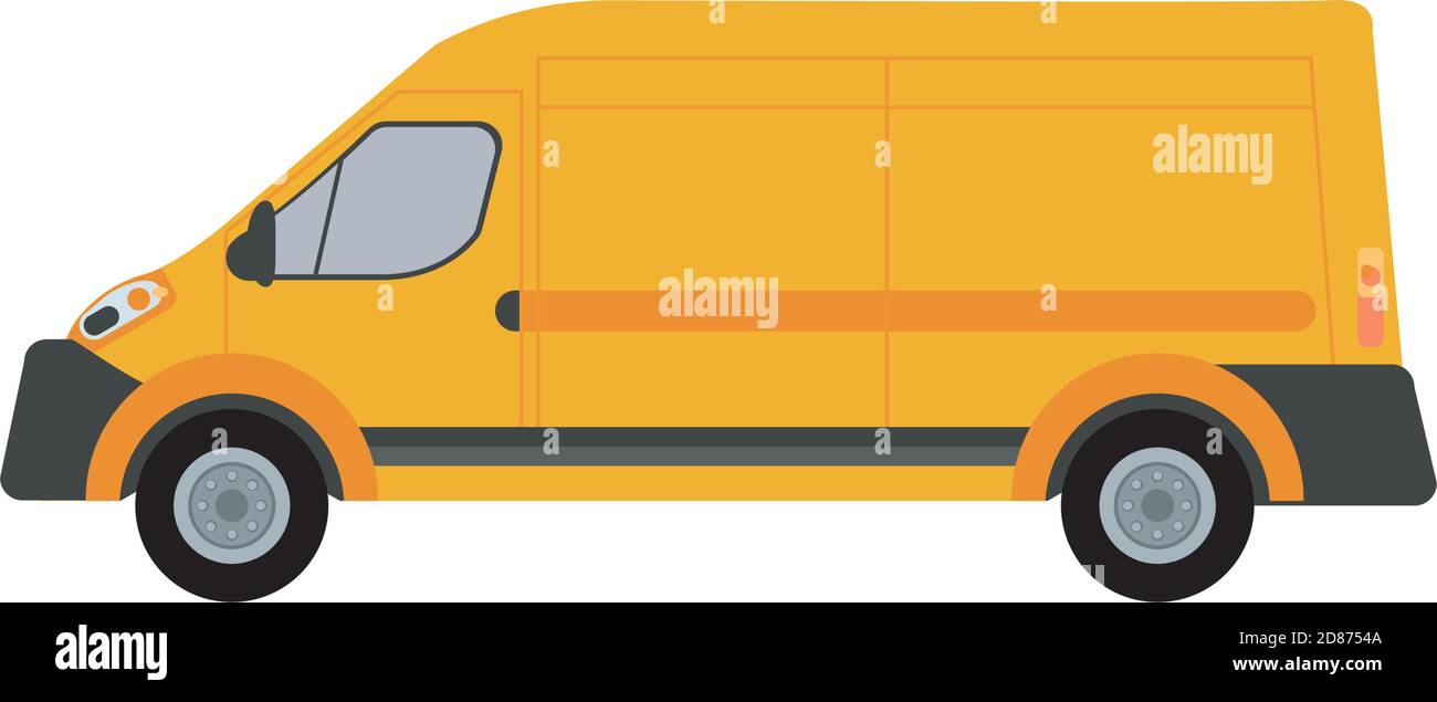 yellow van vehicle transport isolated icon vector illustration design ...