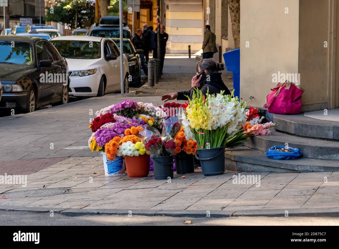 Tbilisi, Georgia - 24 October, 2020: Flower shop on street in Tbilisi ...