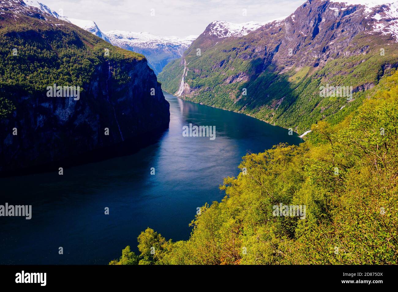 Geirangerfjord, from Gjerdefossen viewpoint, nr Geiranger, Norway Stock ...