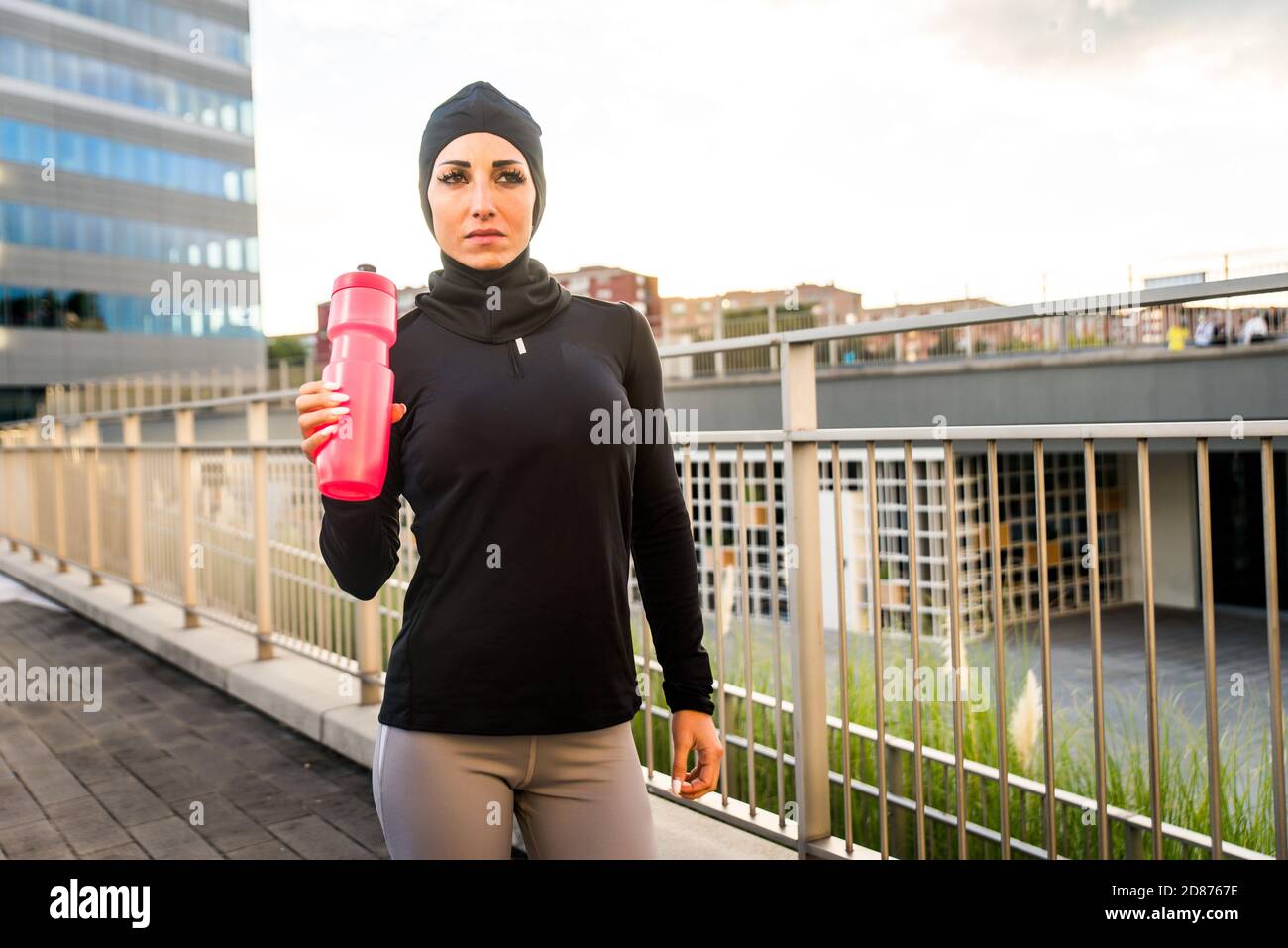 Muslim sportive girl with fit body training outside - Beautiful woman ...