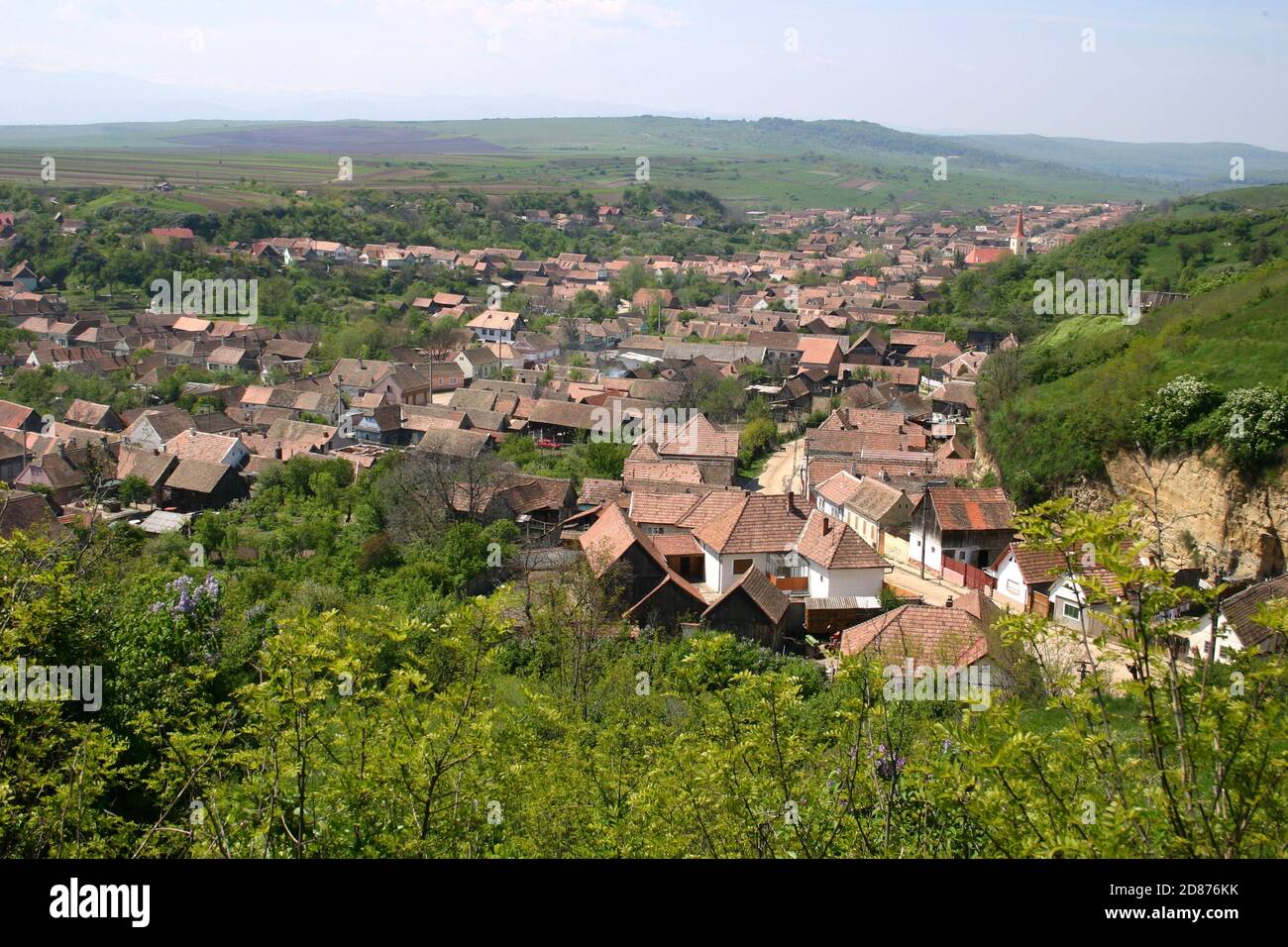 Traditional houses in the old town of Ocna Sibiului in Sibiu County ...