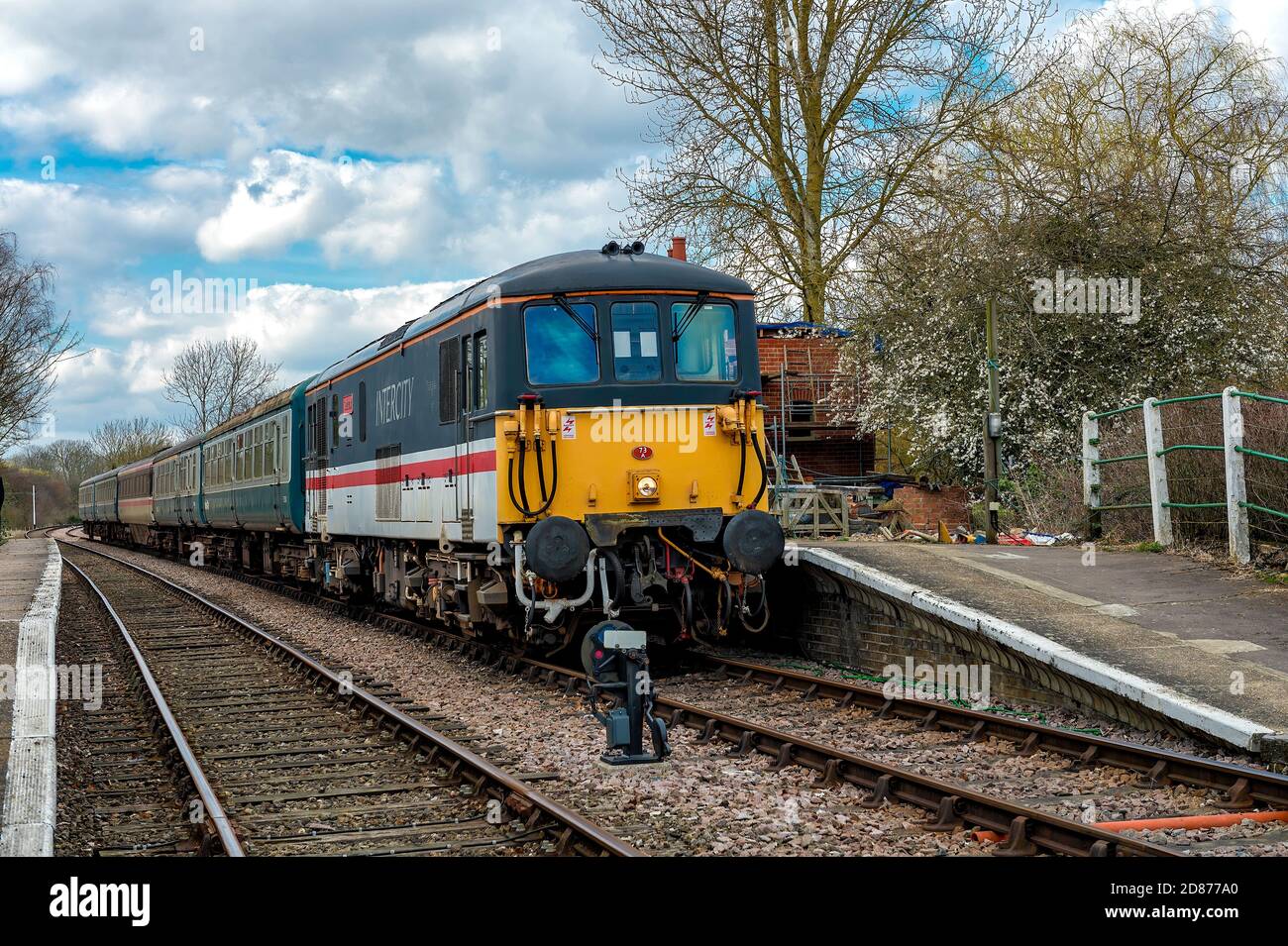 Type 73/2 diesel train at Thuxton Station on the Mid Norfolk Railway ...