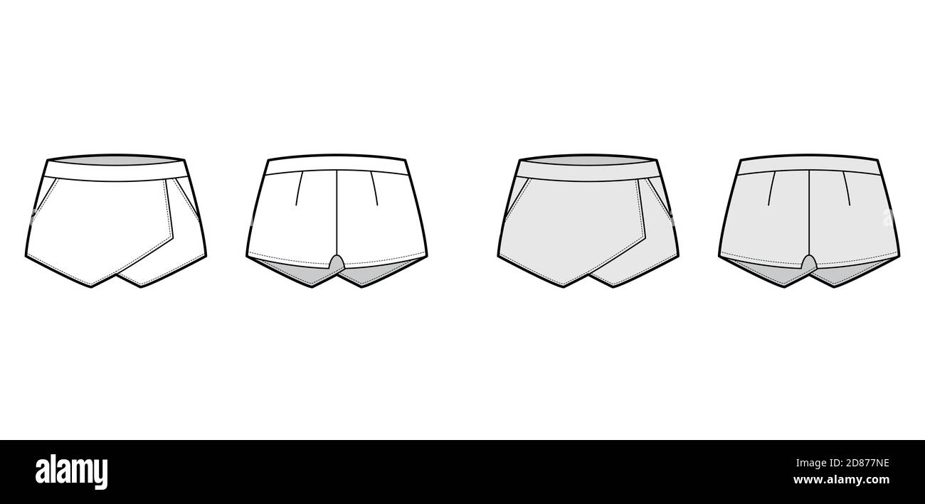 Skirt skort shorts skort technical fashion illustration with mini ...