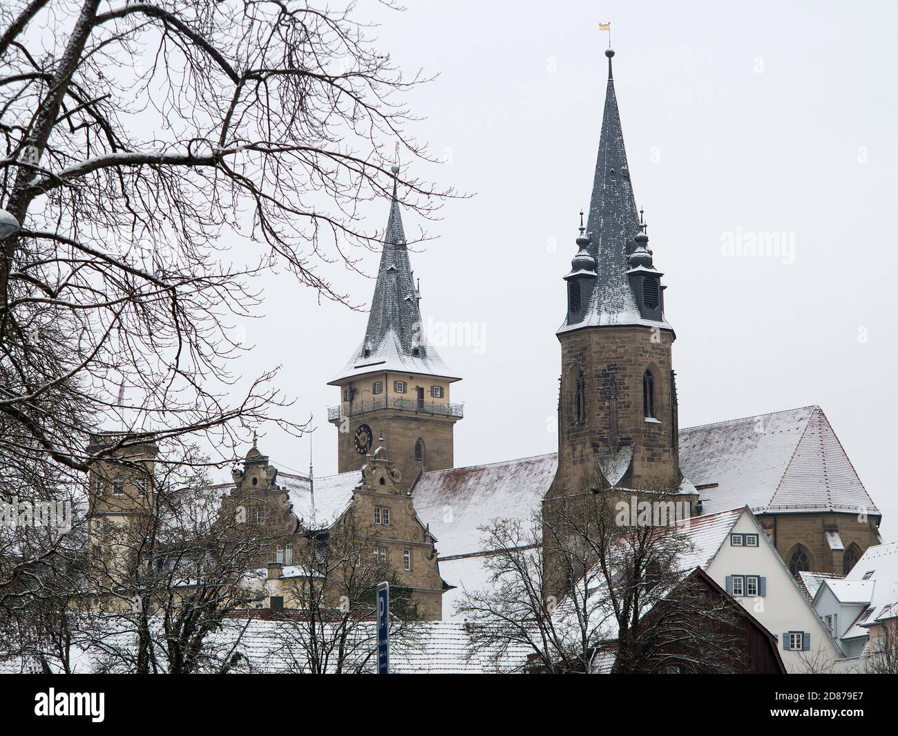 Cityview of the town Oehringen in Germany in winter Stock Photo - Alamy