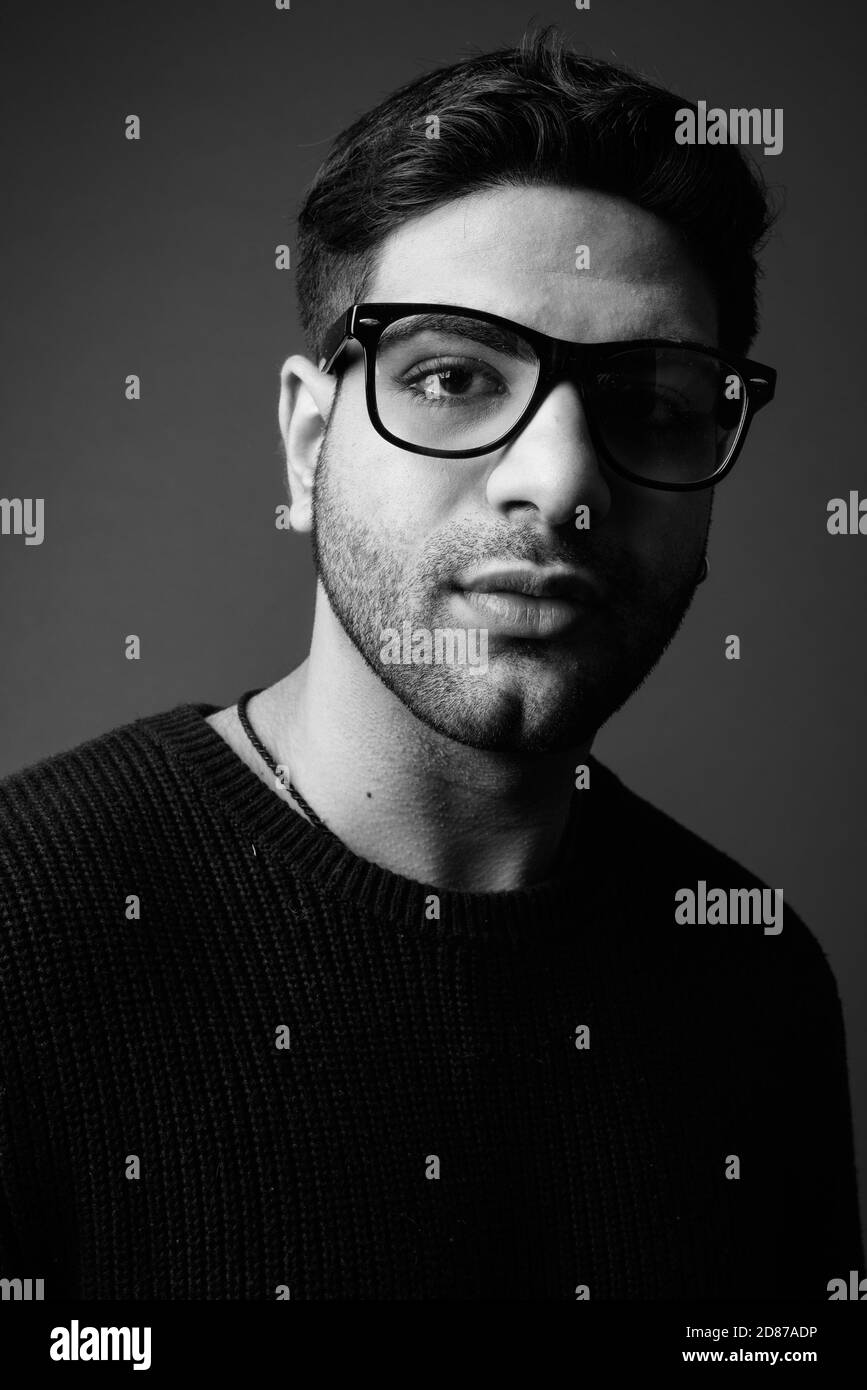 Portrait stylish bearded long Black and White Stock Photos & Images - Alamy