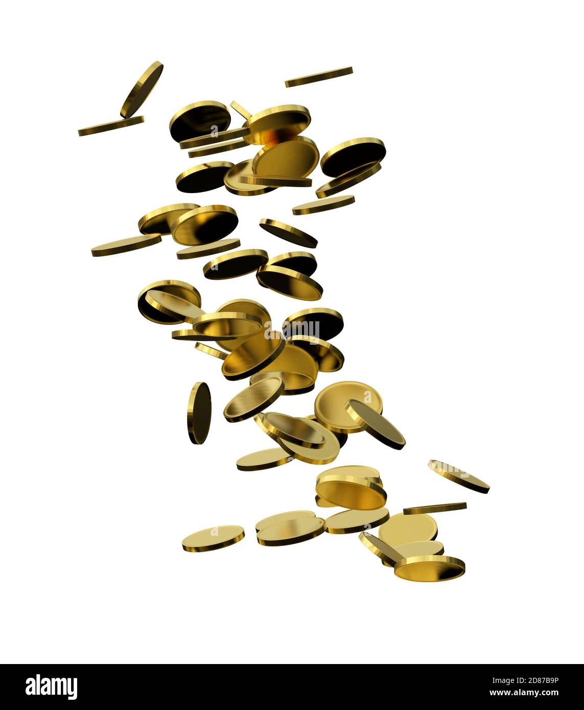gold coins are flying, isolated on a white background, 3d render Stock ...