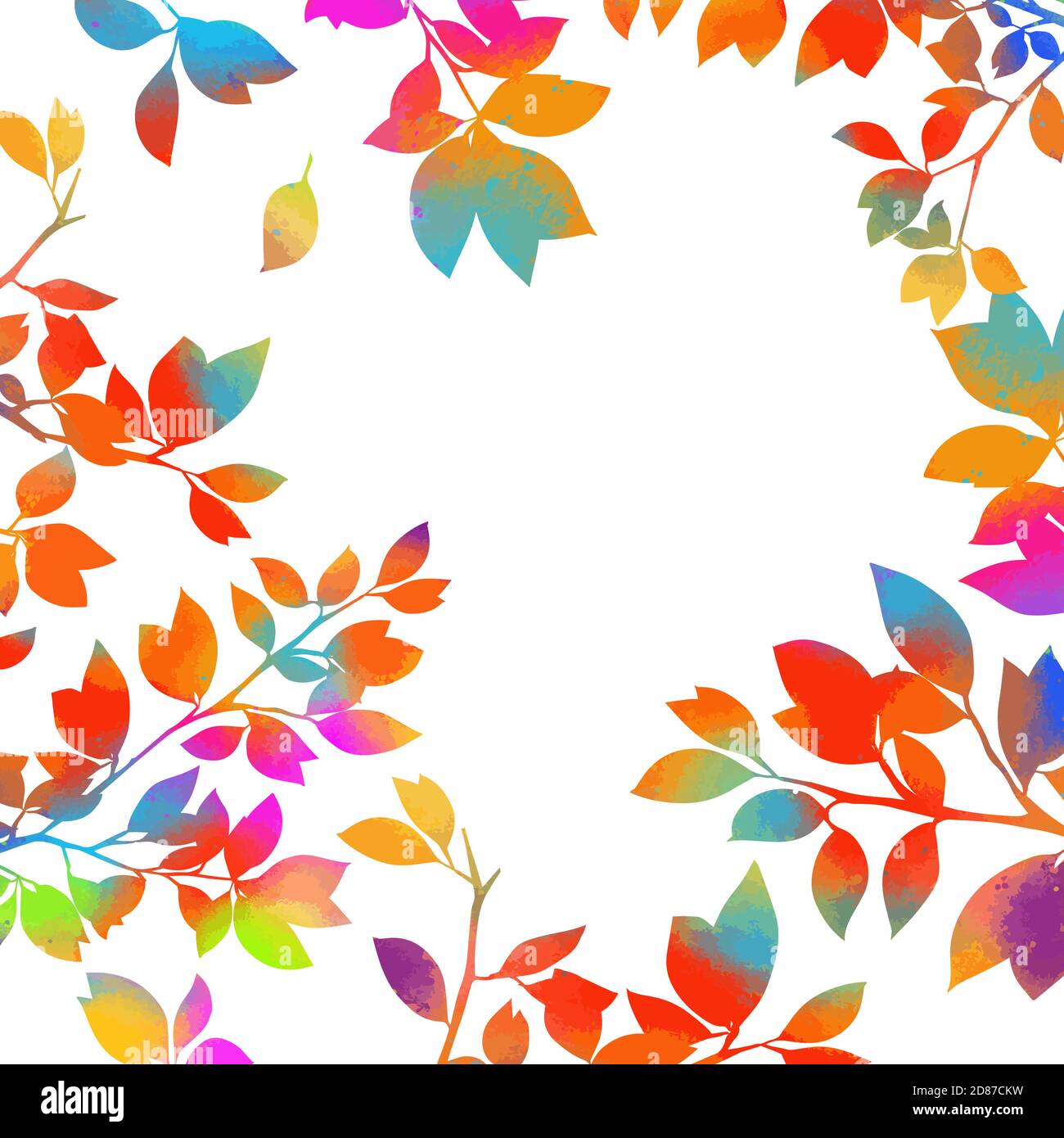 Background frame made of colorful leaves. Vector illustration Stock ...