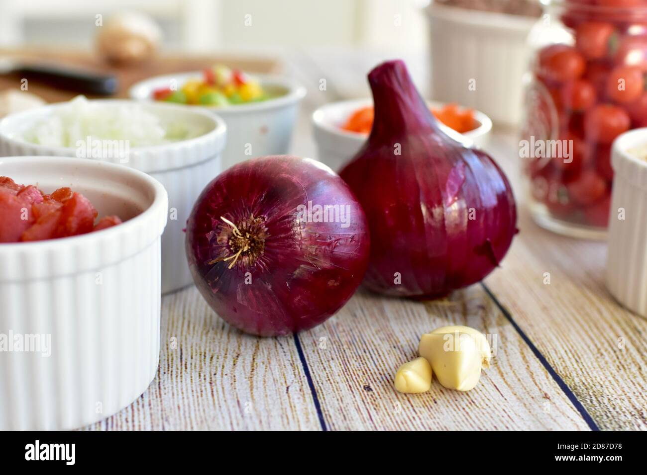 Fresh organic ingredients ready for preparing healthy soups and stews ...
