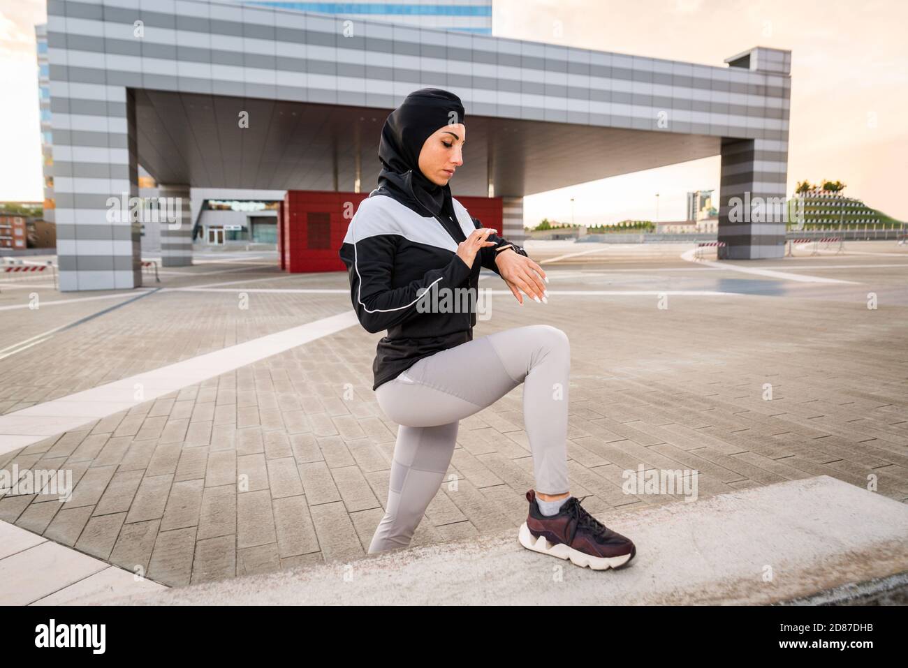 Muslim sportive girl with fit body training outside - Beautiful woman ...