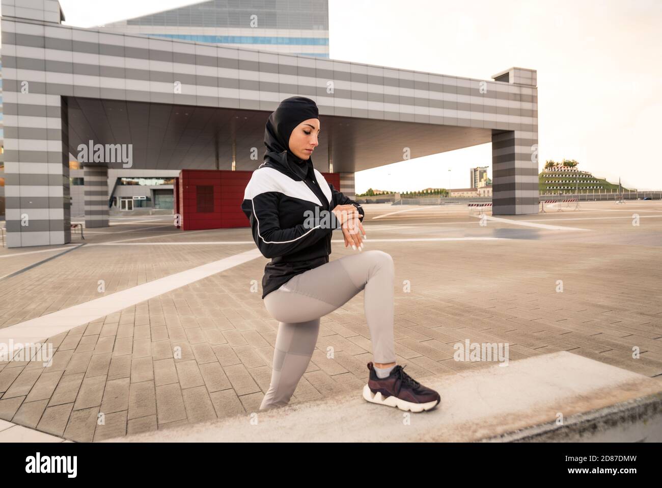 Muslim sportive girl with fit body training outside - Beautiful woman ...