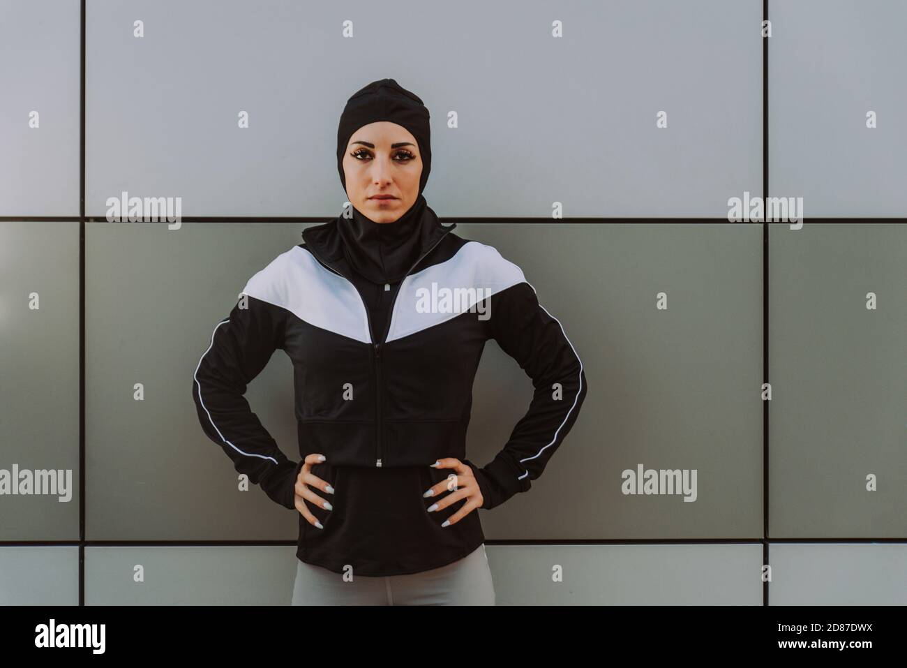 Muslim sportive girl with fit body training outside - Beautiful woman ...