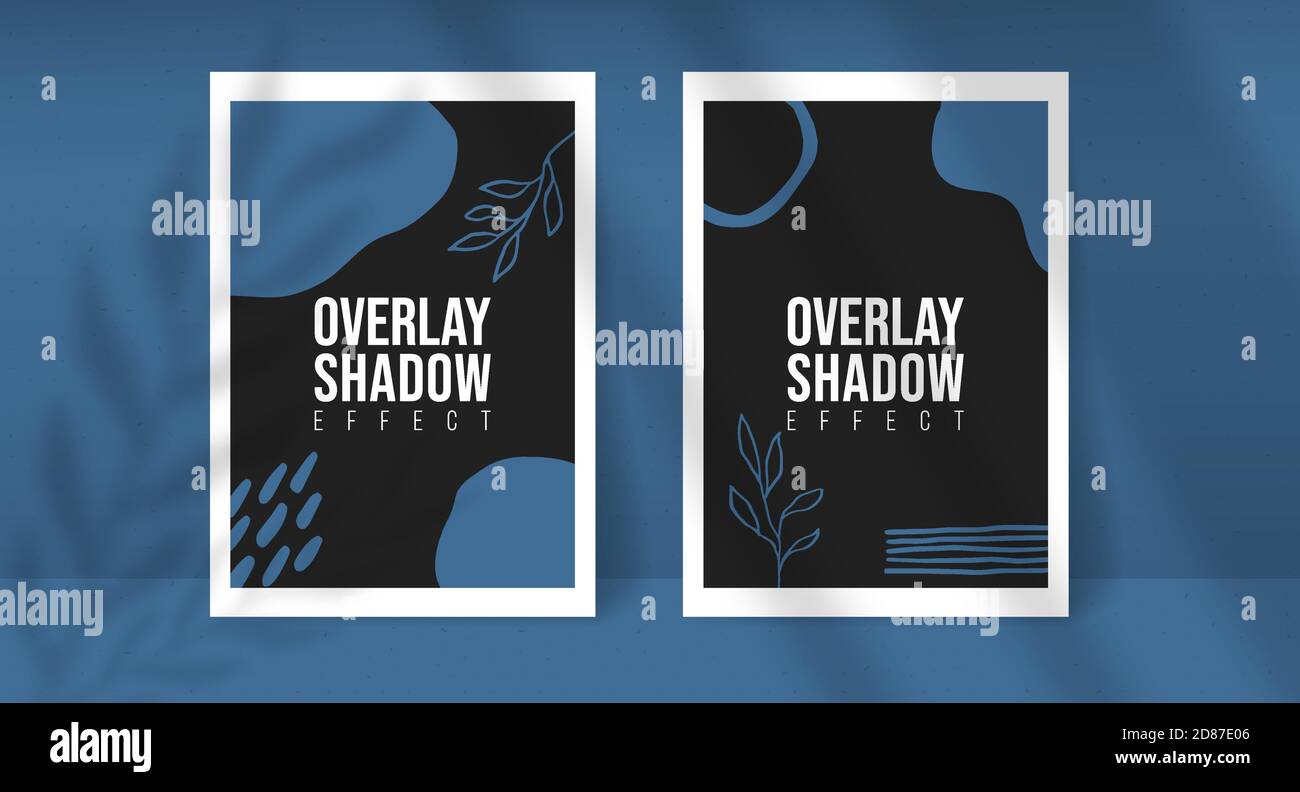 Shadow Overlay Plant Vector Mockup two A4 Paper sheets. Shadows overlay ...