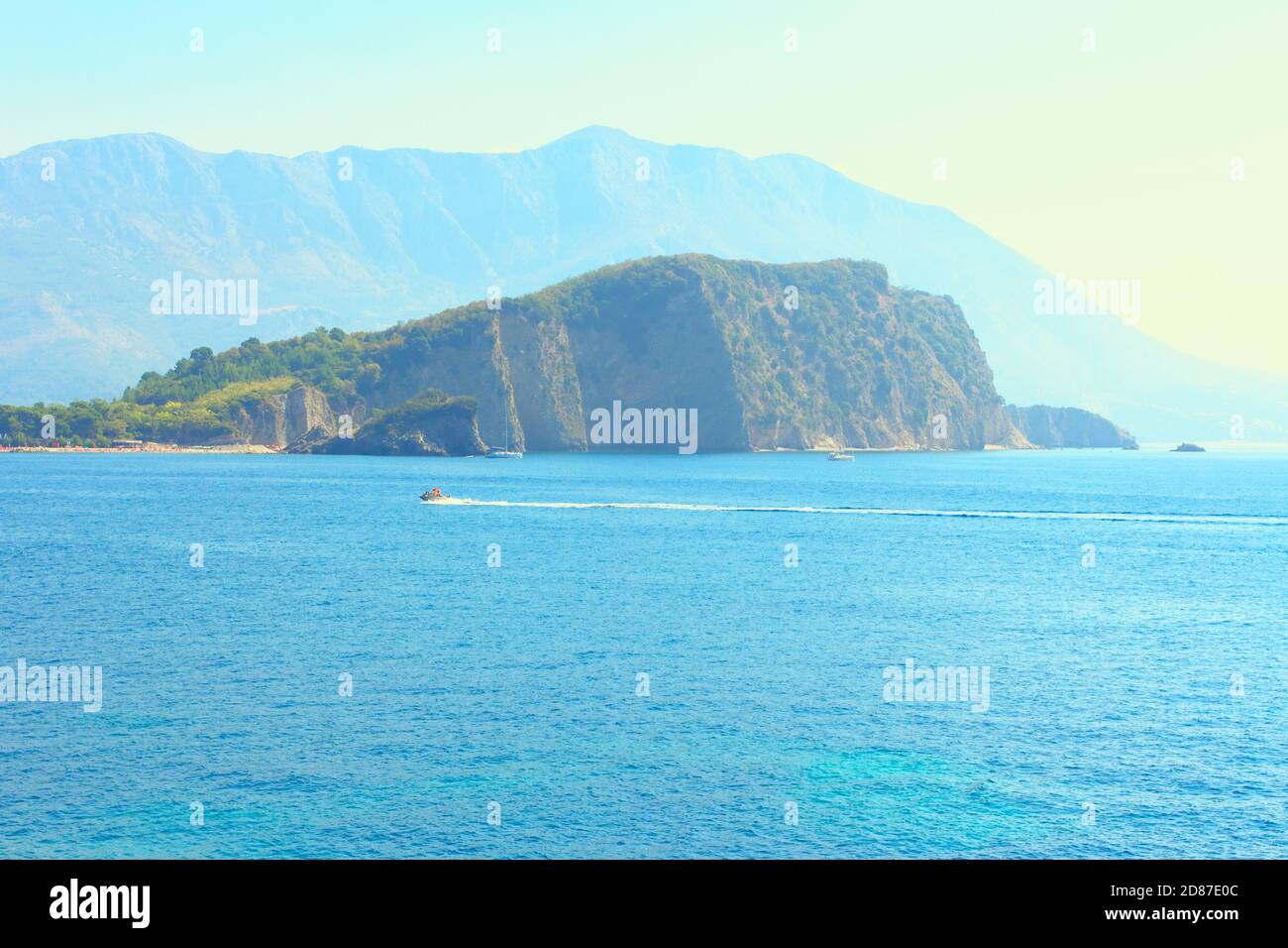 Budva Sveti Nikola island . Montenegro summer vacation at Adriatic Sea ...
