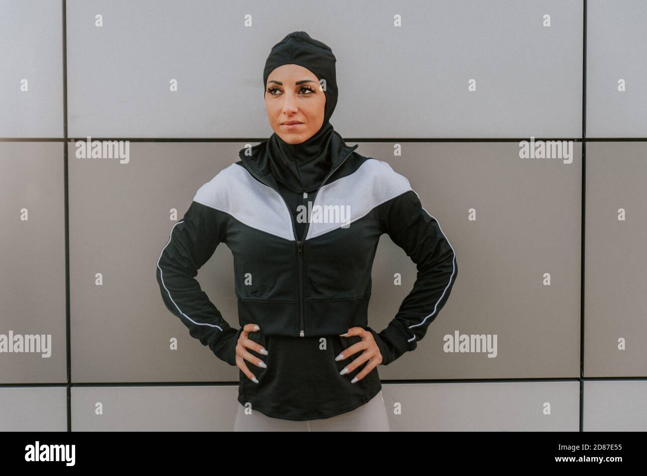 Muslim sportive girl with fit body training outside - Beautiful woman ...