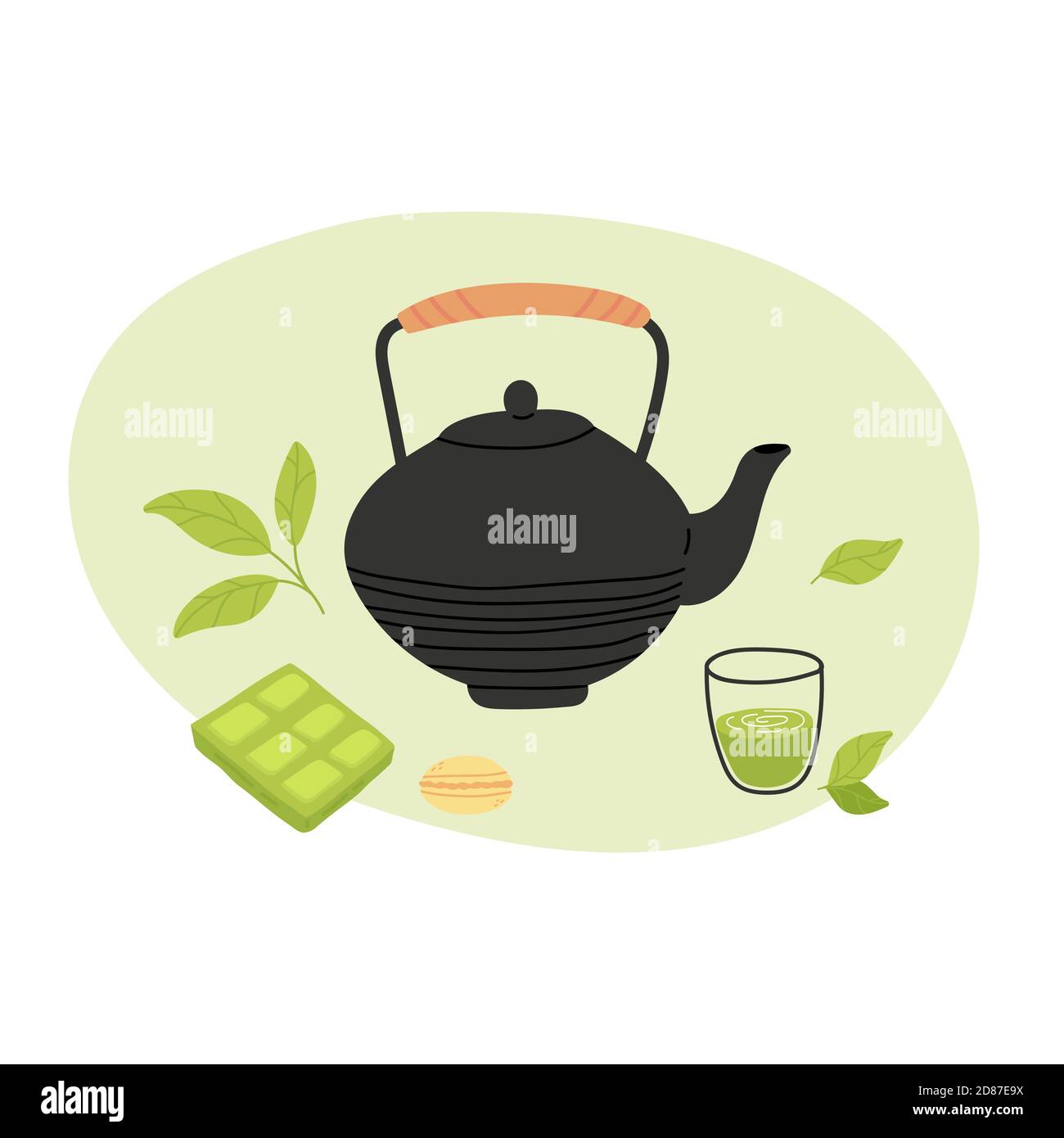 Flat vector cartoon illustration of matcha tea Stock Vector Image & Art ...