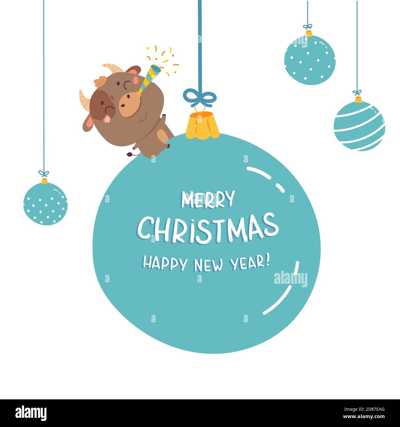 Christmas tree bull merry Stock Vector Images - Alamy