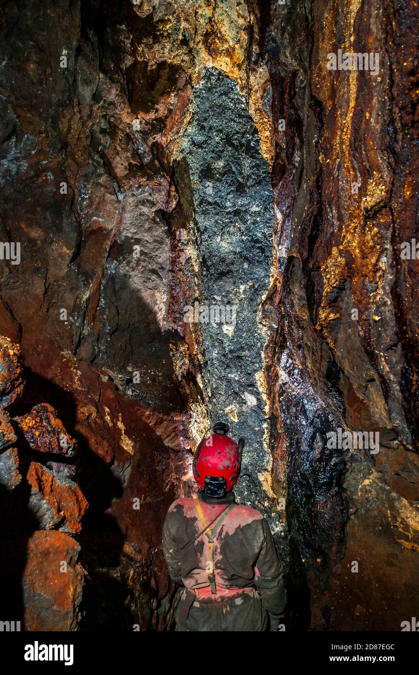 A natural vein-cavity in limestone completely filled with the overlying ...