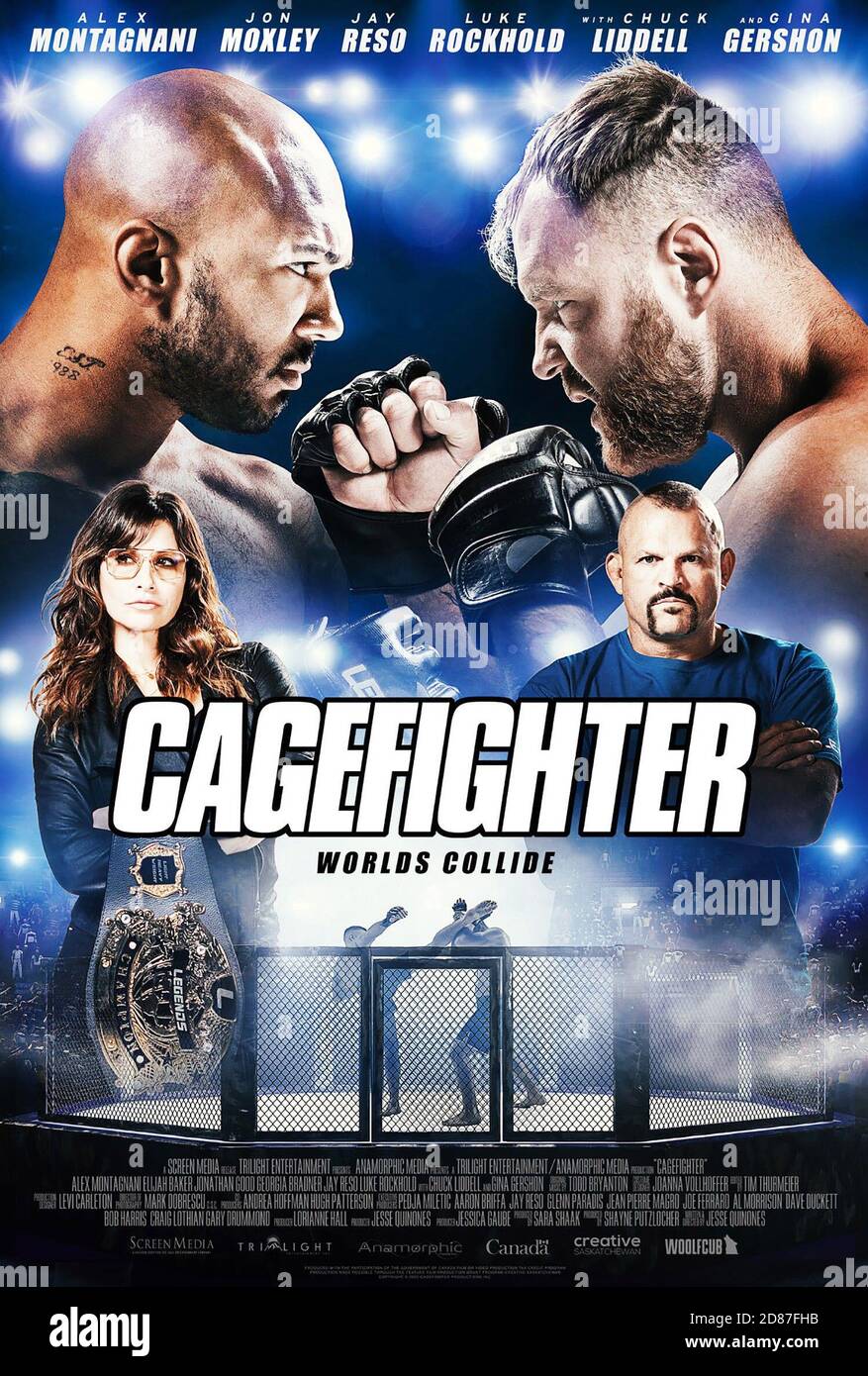 CAGEFIGHTER, (aka CAGEFIGHTER: WORLDS COLLIDE), US poster, top from ...