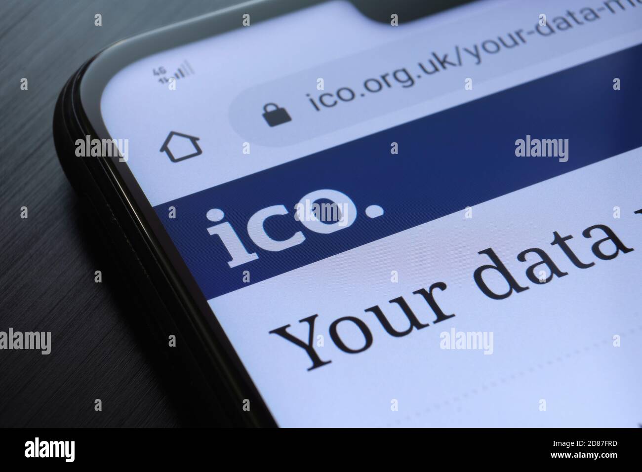 The Information Commissioner's Office ICO website seen on the ...