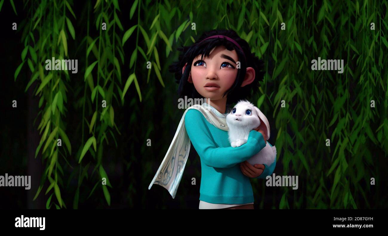 OVER THE MOON, from left: Fei Fei (voice: Cathy Ang), Bungee the rabbit ...