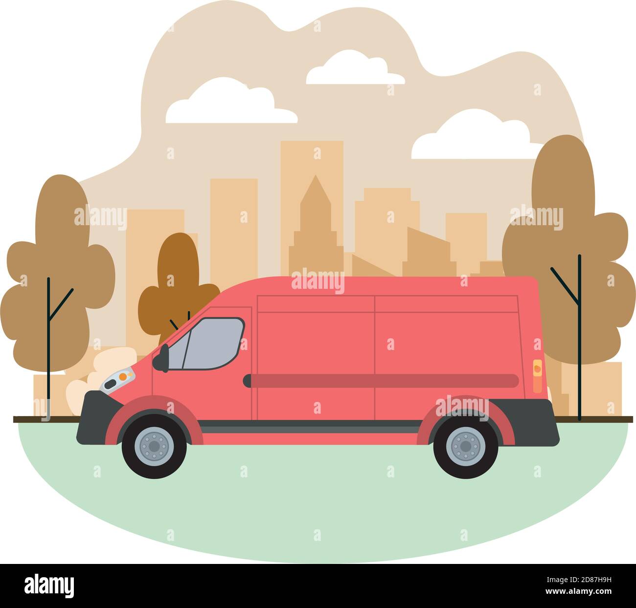 red van vehicle transport isolated icon vector illustration design ...