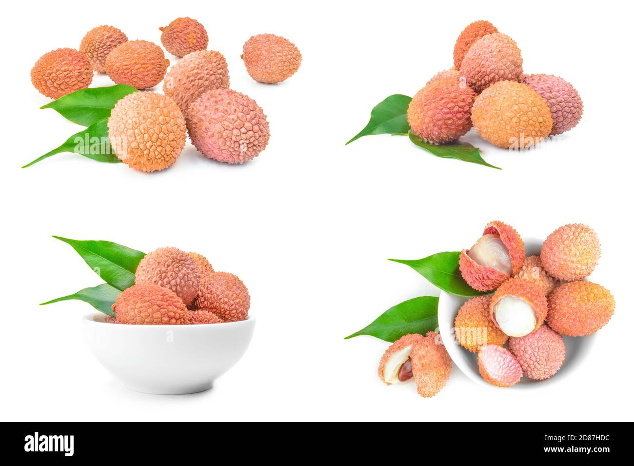 Collection of lychee on a isolated white background Stock Photo - Alamy