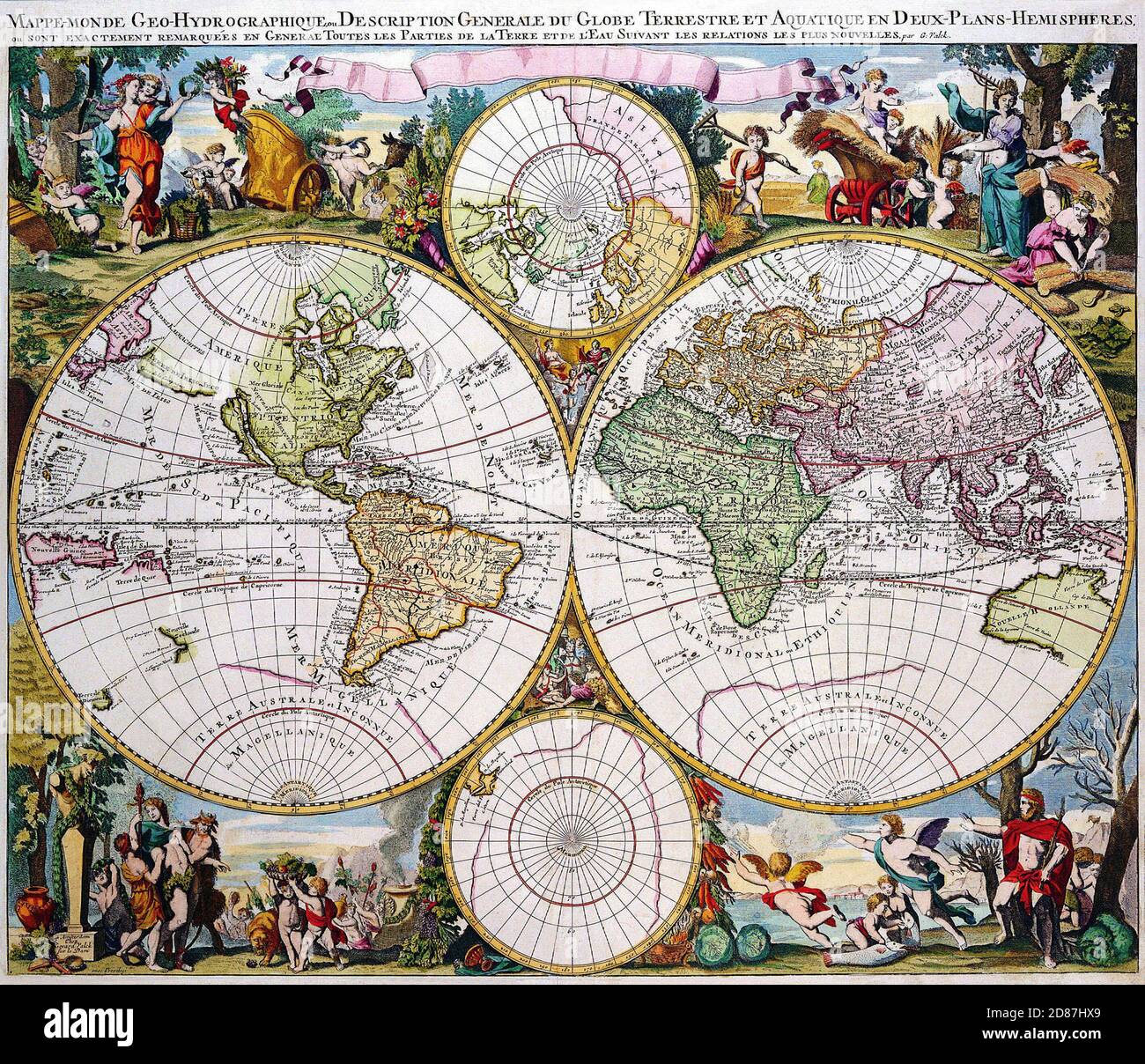 Illustrated old map of the World, vintage style full of details Stock ...