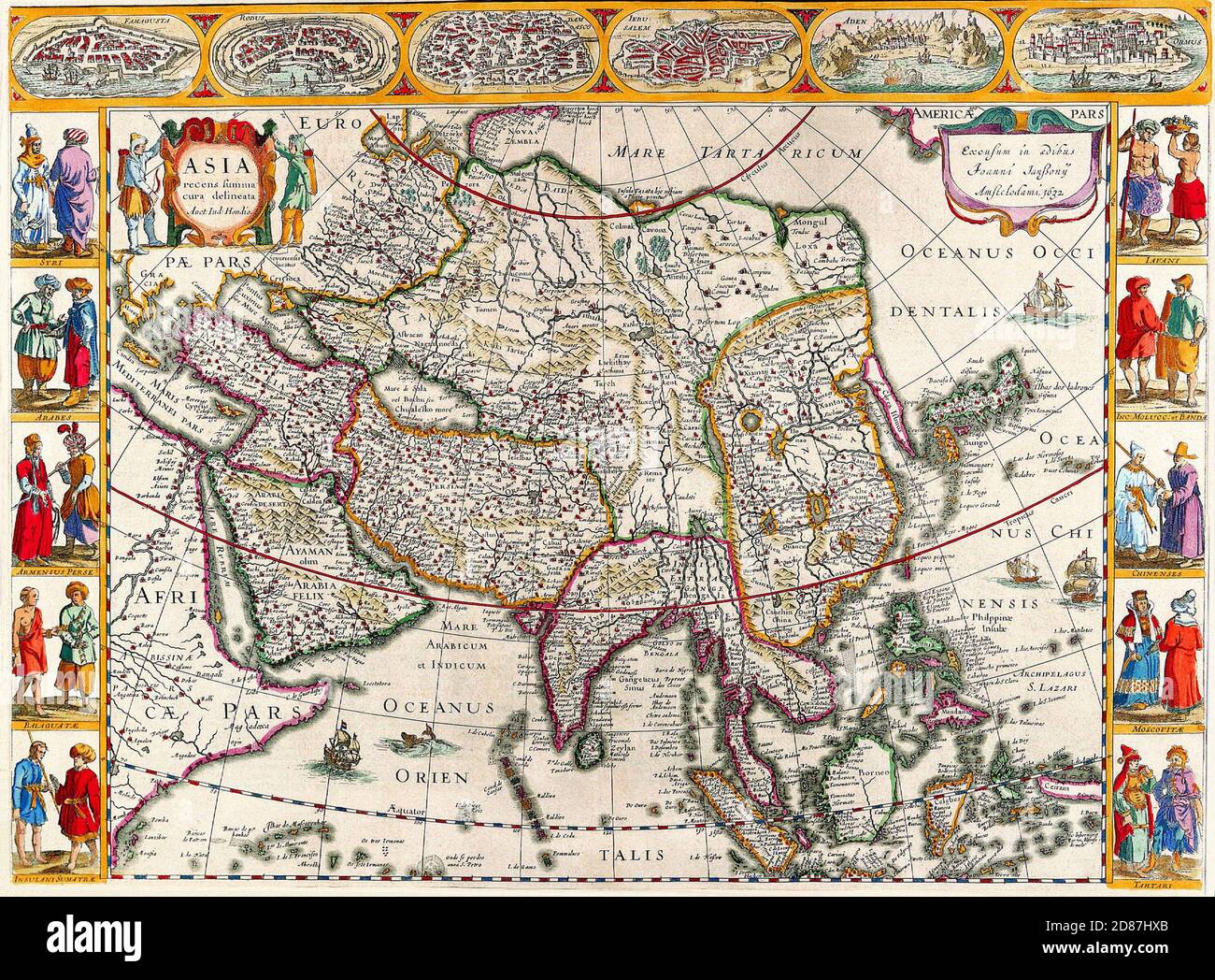 Striking Map of Asia from the Dutch Golden Age of Cartography. Henricus ...