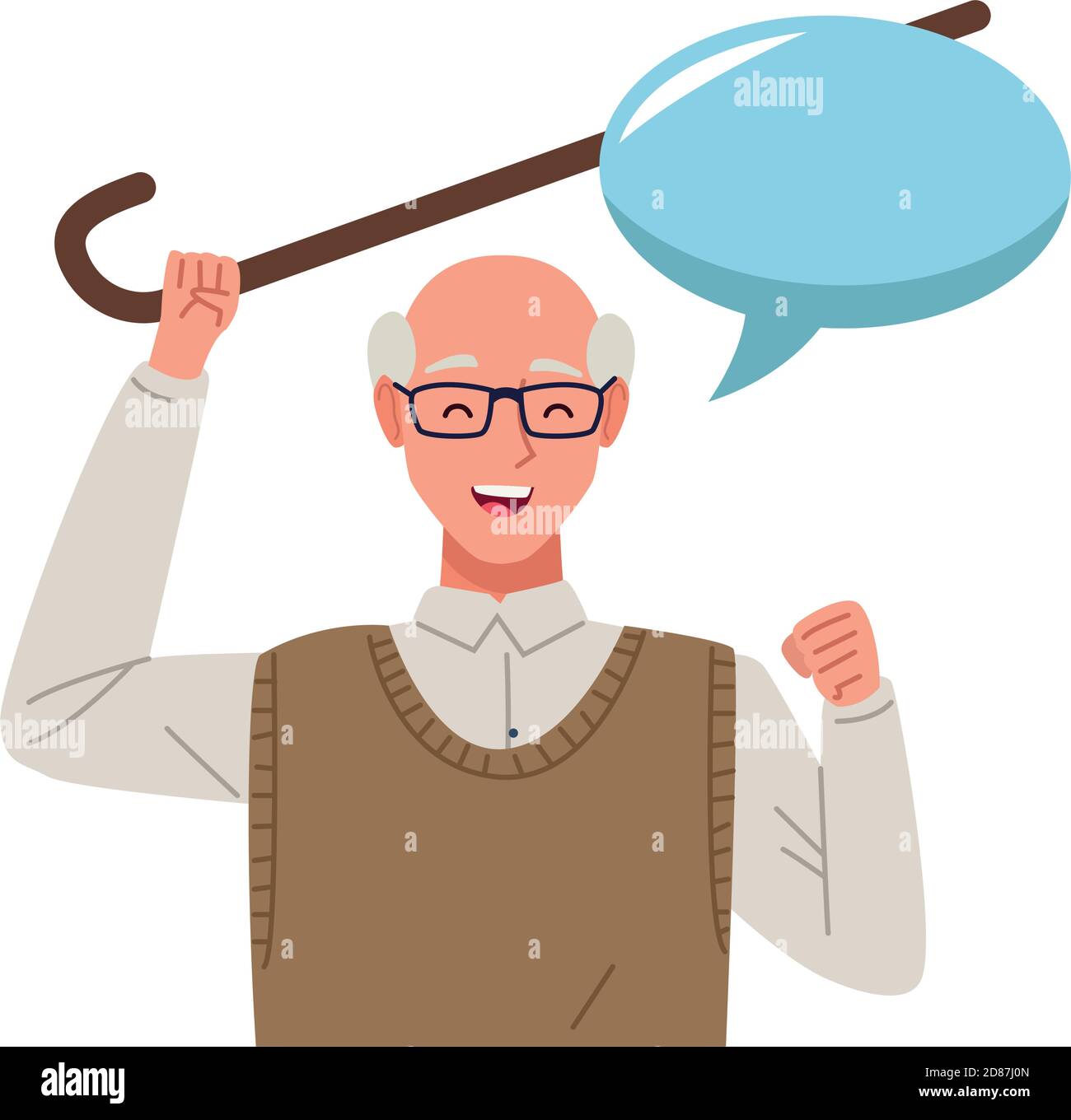 happy old man celebrating with cane chararacter vector illustration ...