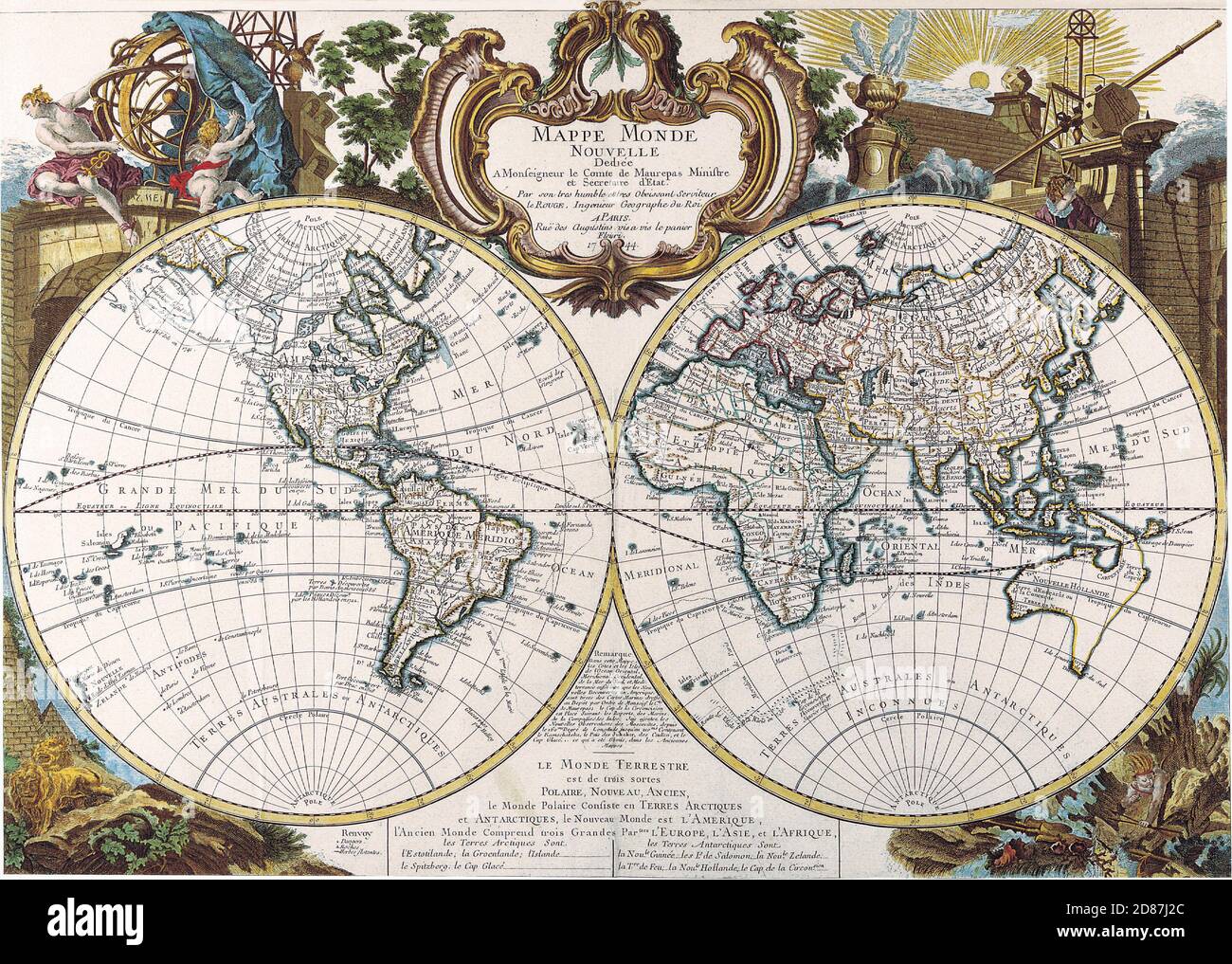 Illustrated old map of the World, vintage style full of details Stock ...