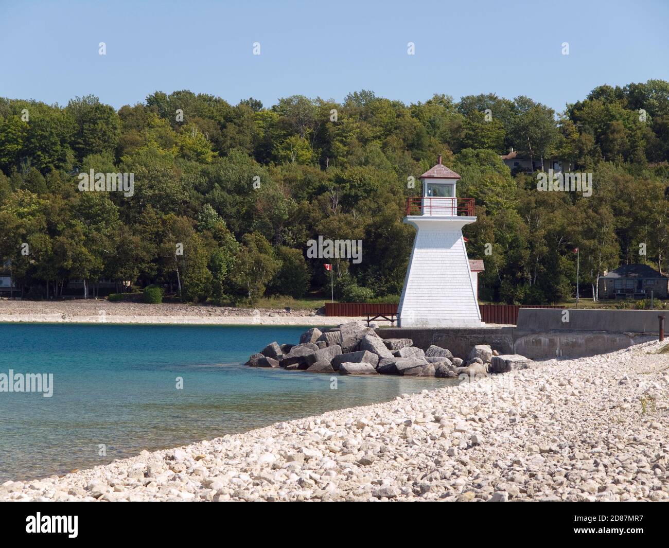 Lighthouse in Lion´s Head port on Huron lake, Canada Stock Photo - Alamy
